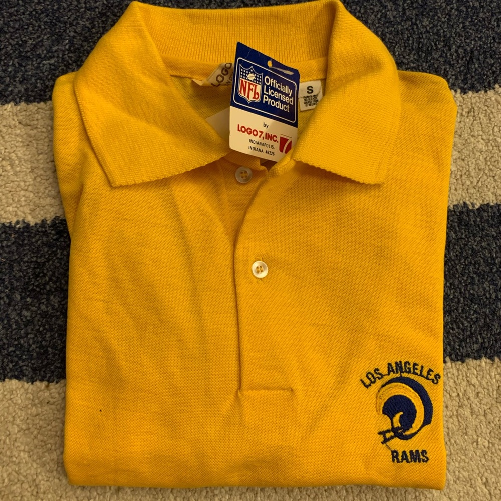 Vintage Los Angeles La Rams 1980s Yellow Polo Small L… - Gem